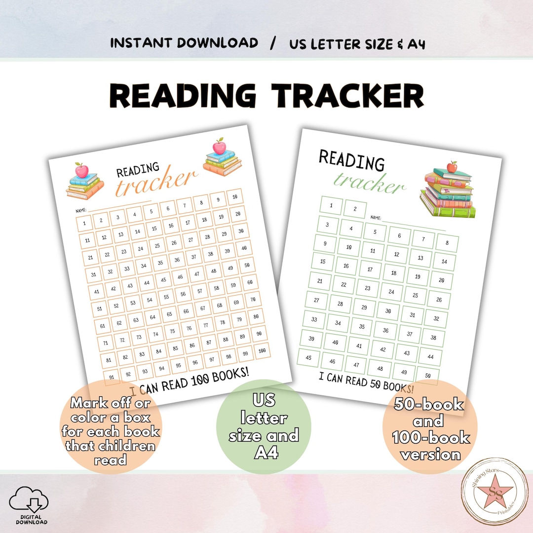 Reading Tracker for Kids, Reading Challenge Printable, 100 Book Tracker ...