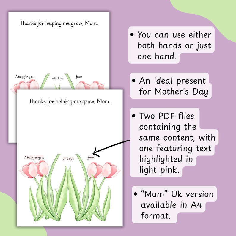 Tulip Handprint Craft for Mom – Mothers Day Printable Gift – Thanks for ...