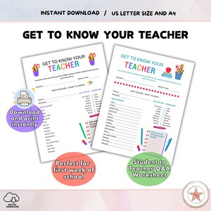 Teacher Favorite Things Questionnaire, All About My Teacher, Get to ...