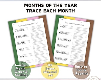 Months of the Year Tracing Worksheet: Handwriting Practice (PDF ...