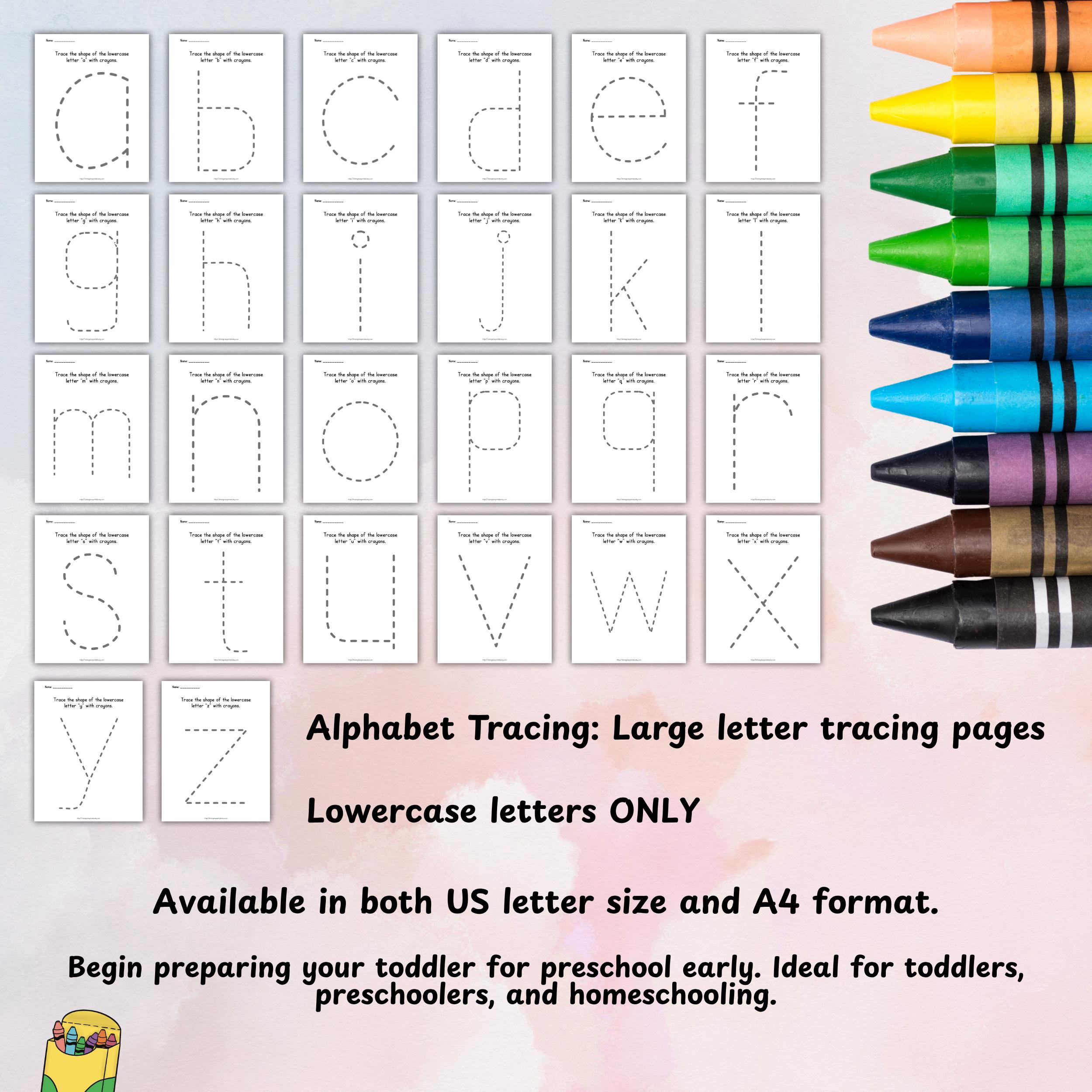 Lowercase Alphabet Tracing Worksheet: A-Z Handwriting Practice (PDF ...