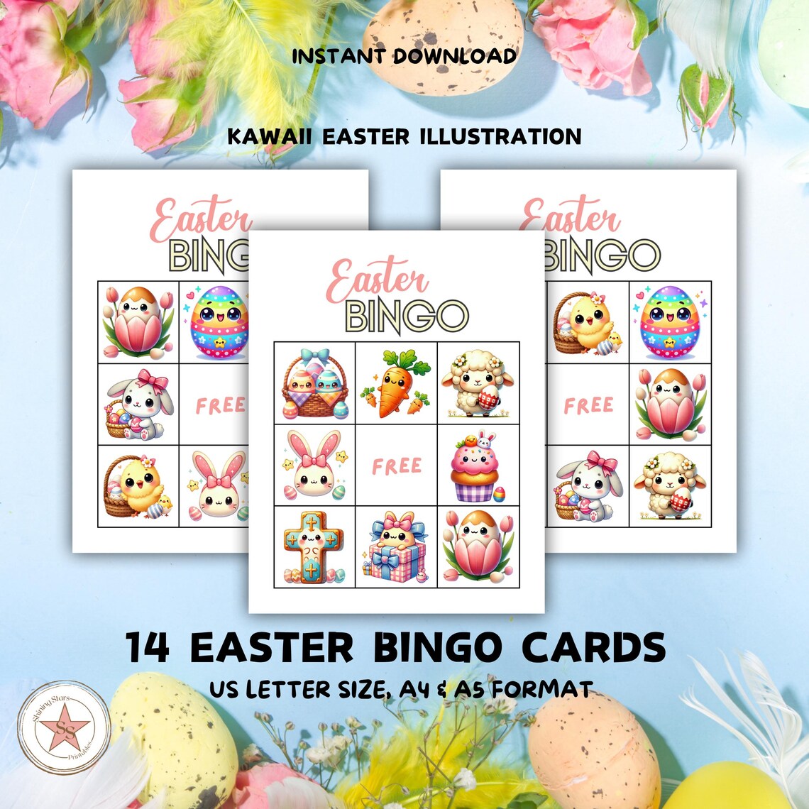 Kawaii Easter Bingo Game: Printable Cards for Kids (digital Download ...