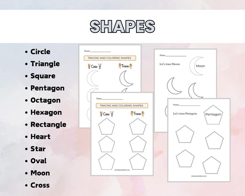 Line and Shapes Tracing Worksheets for Kids, Early Learning Tracing ...