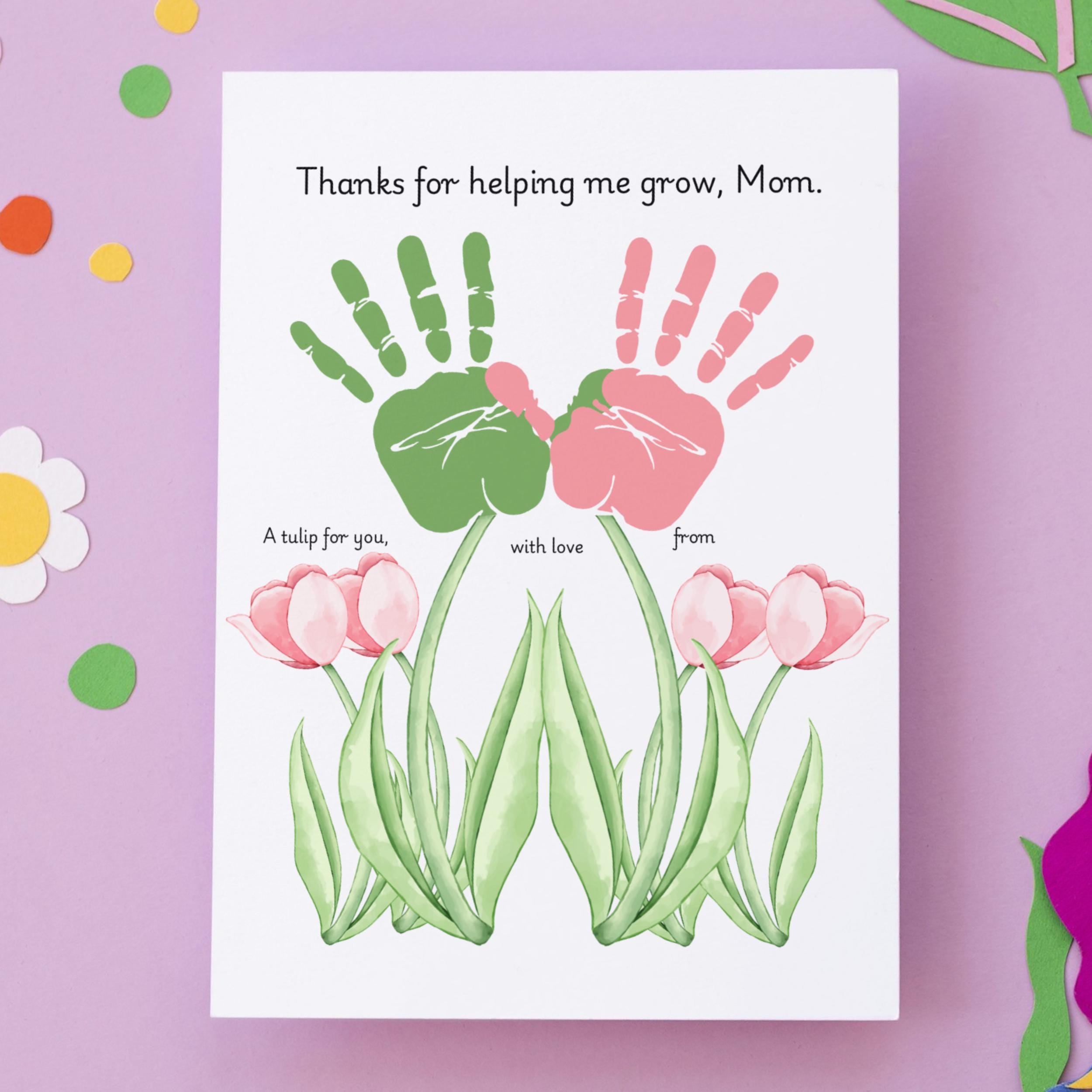 Tulip Handprint Craft for Mom – Mothers Day Printable Gift – Thanks for ...