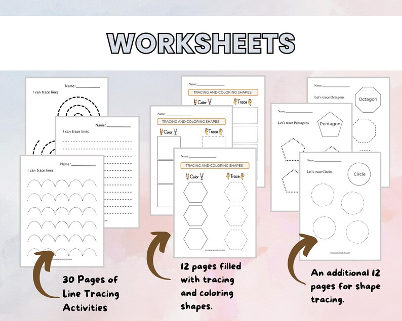 Line and Shapes Tracing Worksheets for Kids, Early Learning Tracing ...