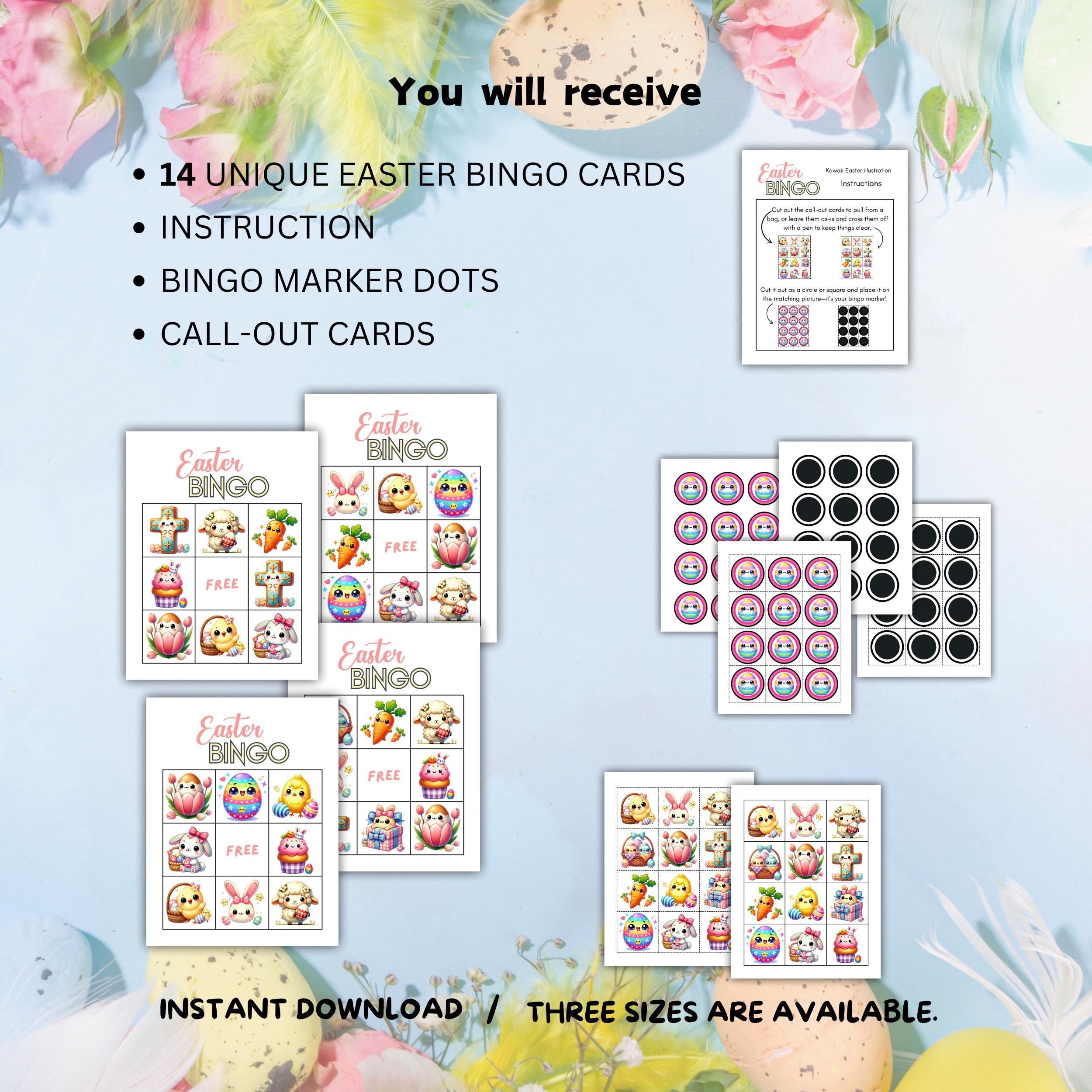 Kawaii Easter Bingo Game: Printable Cards for Kids (digital Download ...