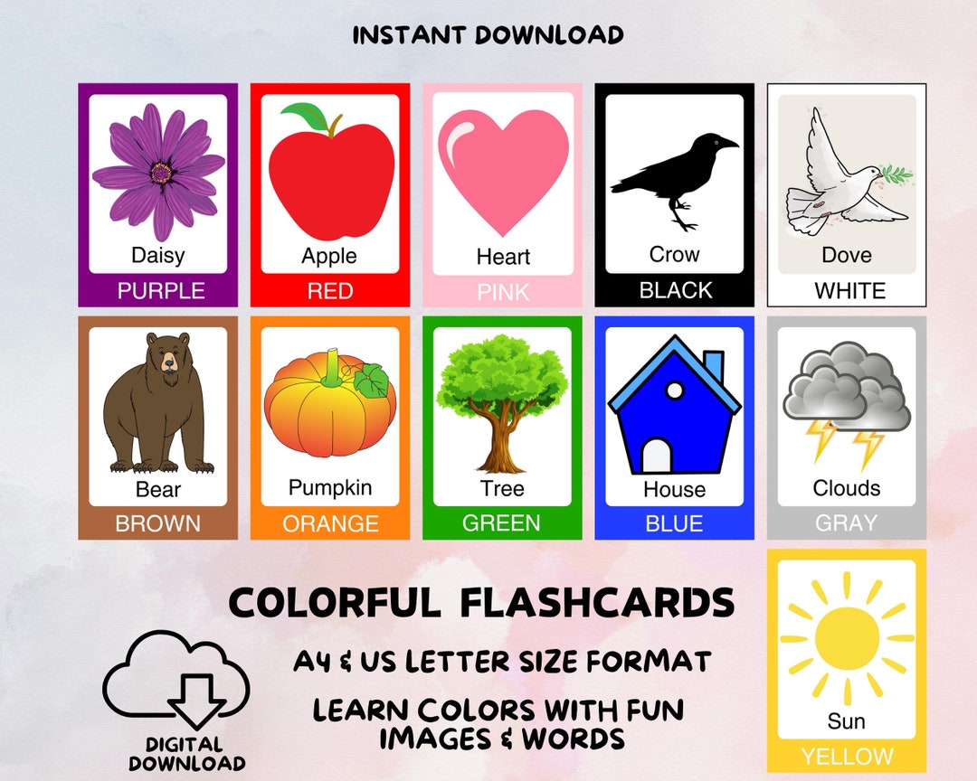 Printable Color Flashcards, Toddler Color Flashcards, Kids Color ...