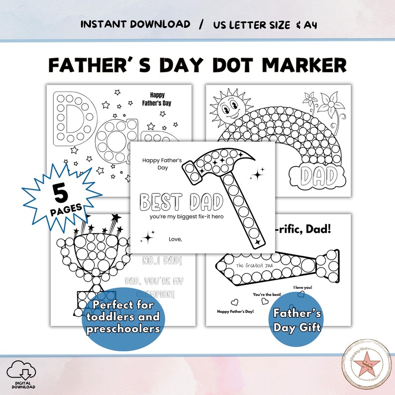 Father’s Day Dot Marker – Toddler Craft for Dad – Preschool Fathers Day ...
