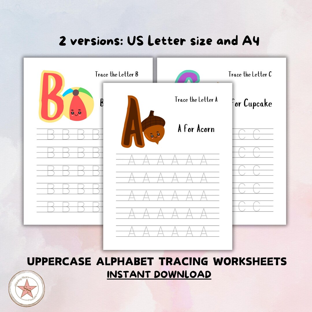 Alphabet Tracing Worksheets – Capital Letters A-Z, Uppercase Tracing ...