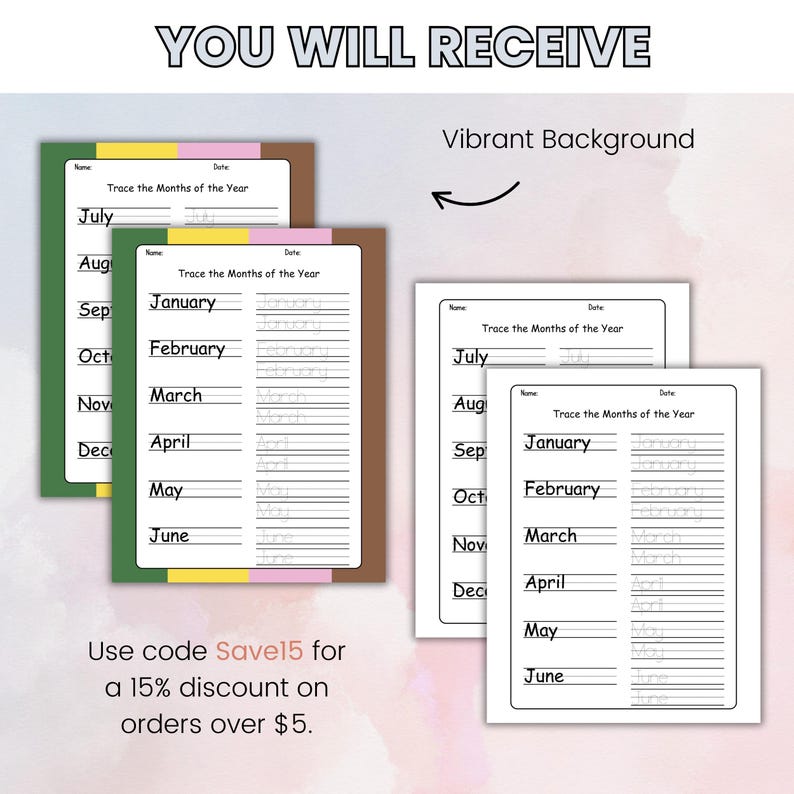 Months of the Year Tracing Worksheet – Preschool Handwriting Practice ...