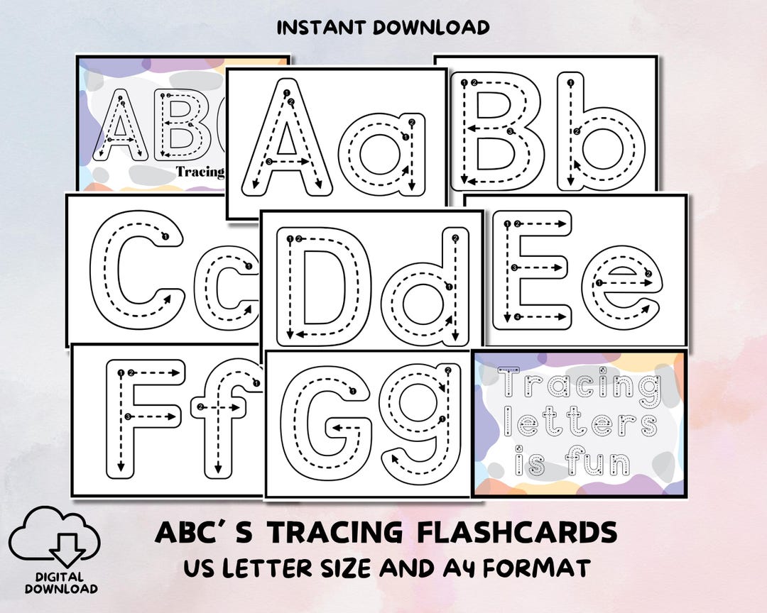 ABC Tracing Flashcards, Alphabet Tracing Cards, Learning Cards for Kids ...