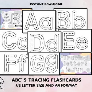 ABC Tracing Flashcards, Alphabet Tracing Cards, Learning Cards for Kids ...