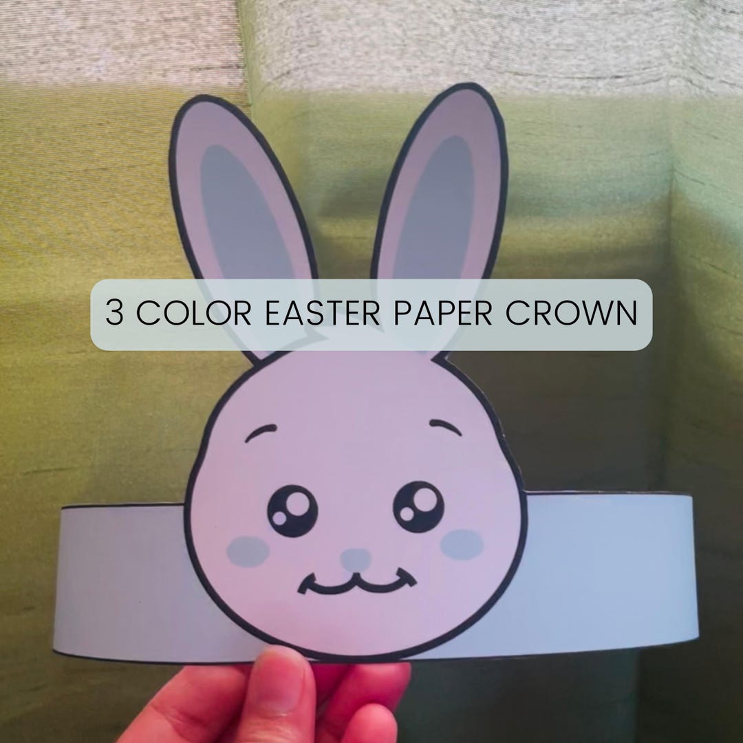 Easter Bunny Paper Crown, Printable Classroom Craft, Kids Easter Hat ...