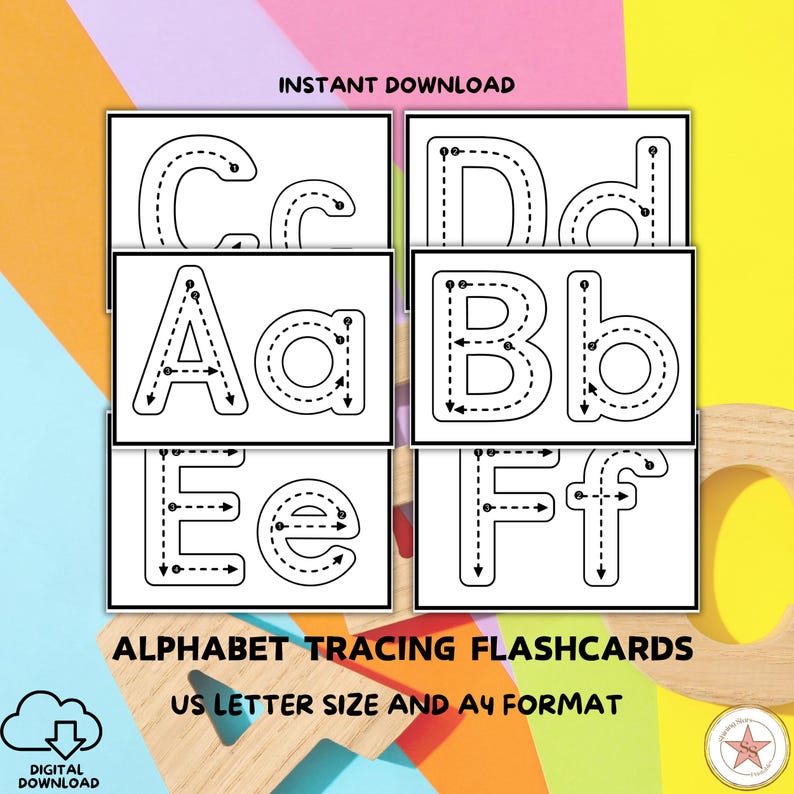 Alphabet Tracing Flashcards: ABC Writing Practice (PDF) - Etsy