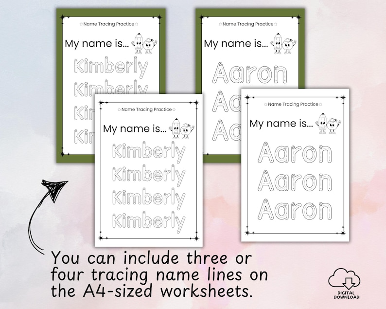 Editable Name Tracing Worksheet: Preschool Printable (digital Download ...