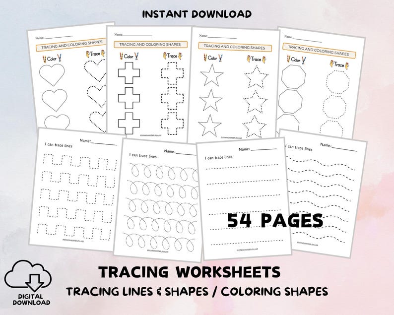 Preschool Line Tracing Worksheets for Kids, Tracing Shapes Printable ...