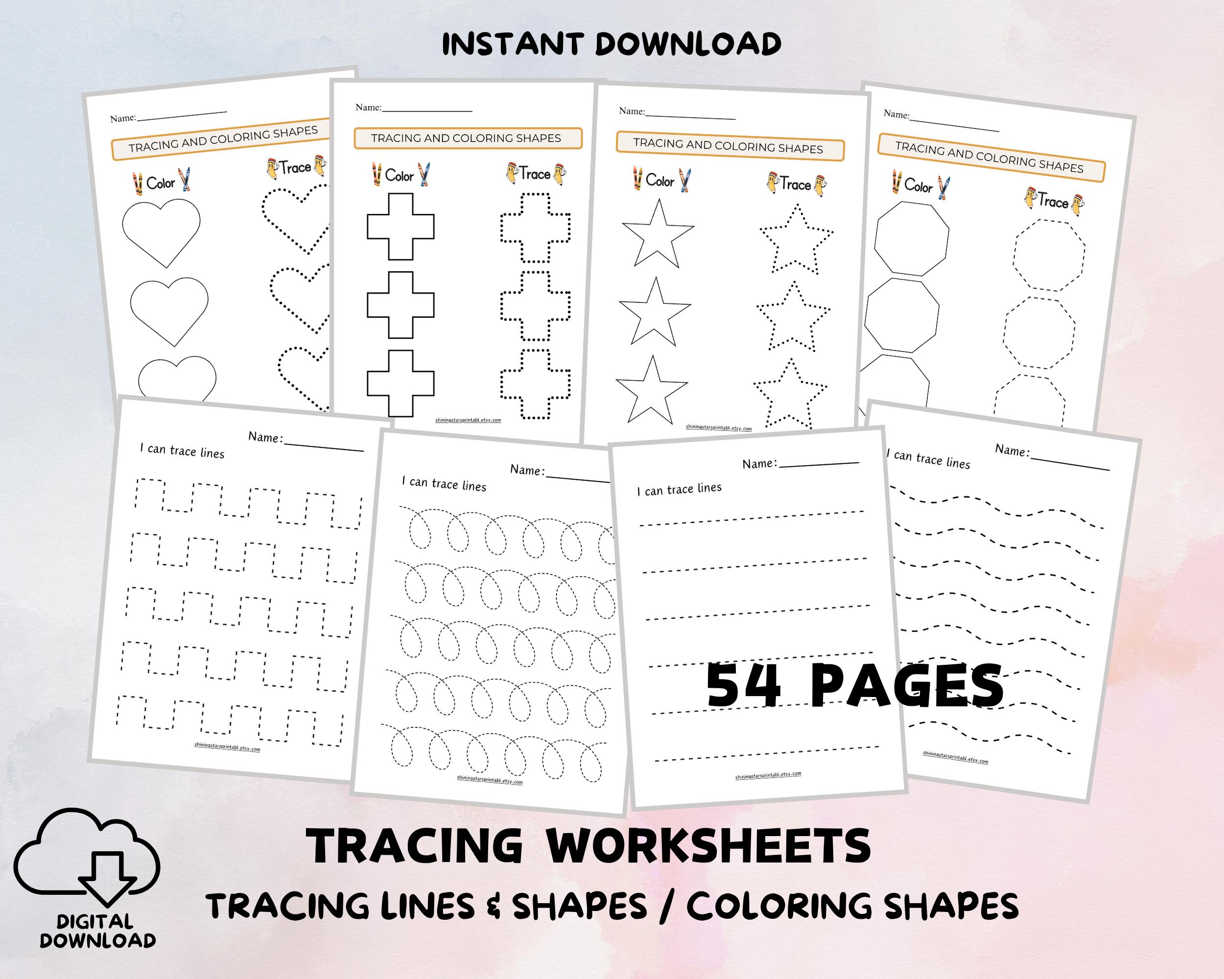Line and Shapes Tracing Worksheets for Kids, Early Learning Tracing ...