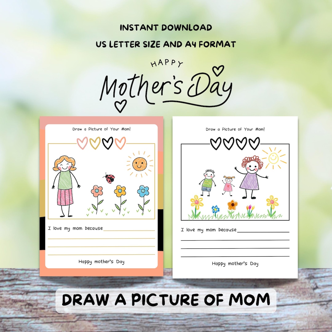 Draw a Picture of Your Mom Printable, Fun Mother's Day Activity, Kids ...