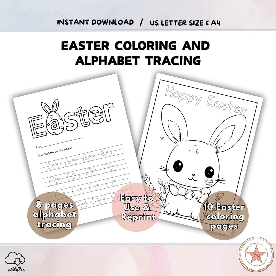 Printable Easter Alphabet Tracing & Coloring, Tracing Sheets for ...