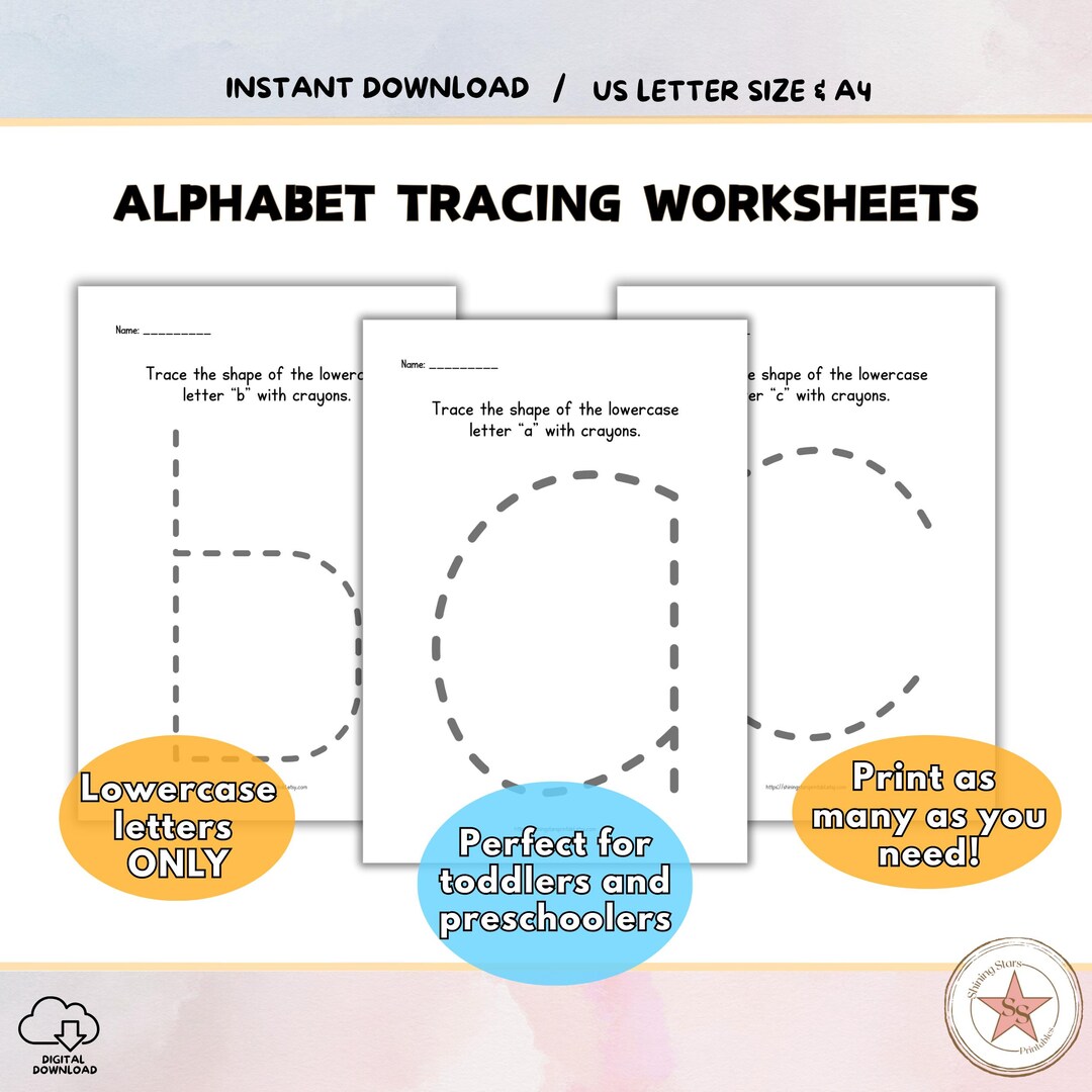 Lowercase Alphabet Tracing Worksheet: A-Z Handwriting Practice (PDF ...