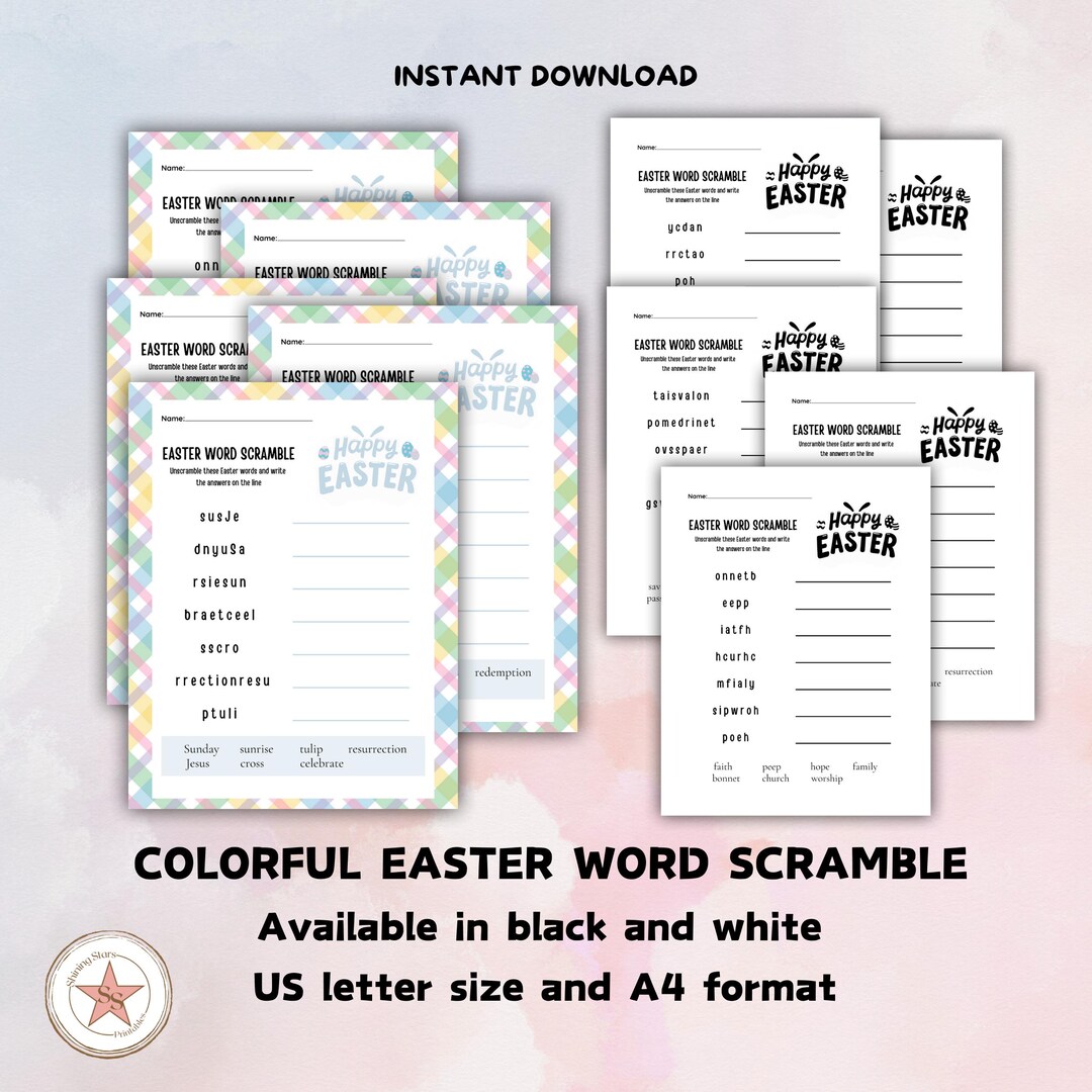 Easter Word Scramble Game, Printable Fun Easter Game for Kids Family ...
