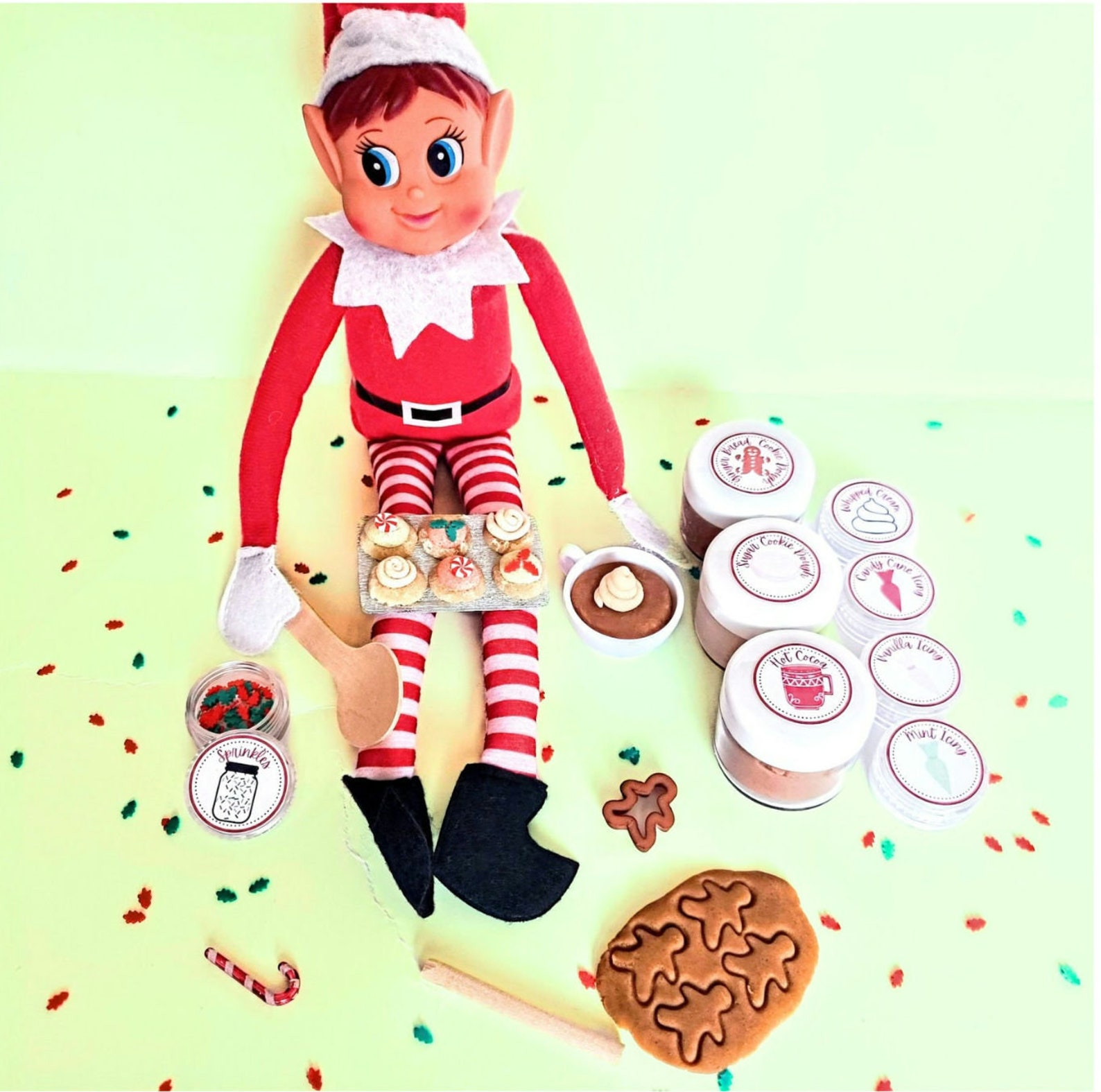 Elf Prop Christmas Cookies and Hot Cocoa for Santa Play Dough Kit Elf ...