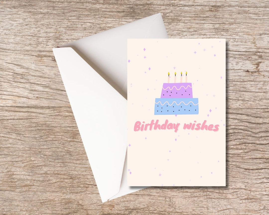Printable Retro Birthday Cake Birthday Card Sizes 4x6 and 5x7 - Etsy