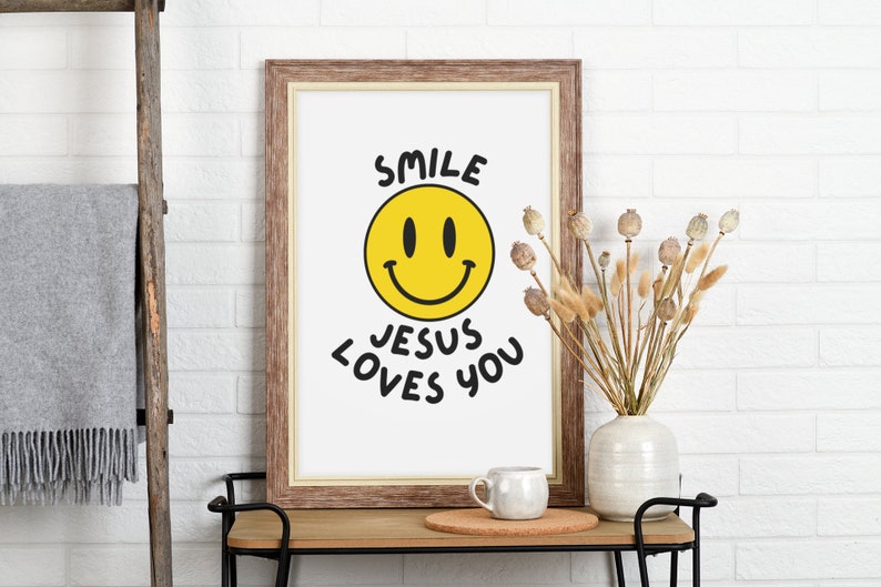 Smile Jesus Loves You DIGITAL DOWNLOAD, Christian Printable Wall Art ...