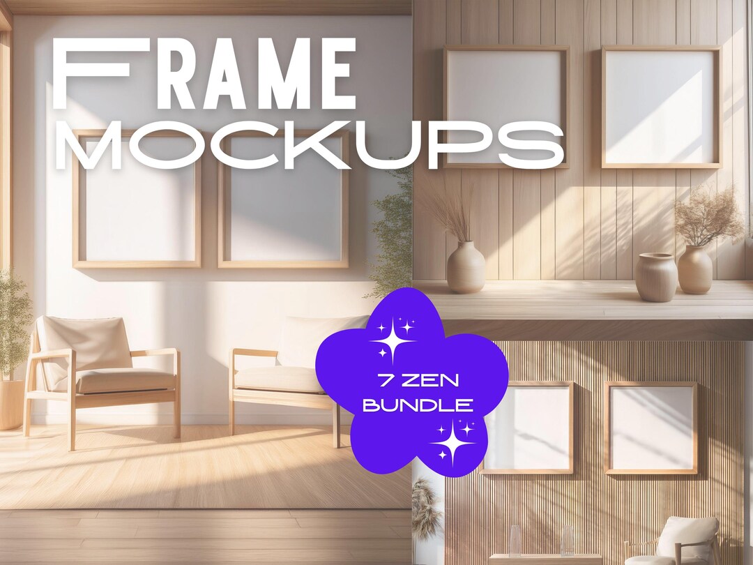 Square Frame Mockups: Mid Century Modern, Organic Style (PSD, PNG ...
