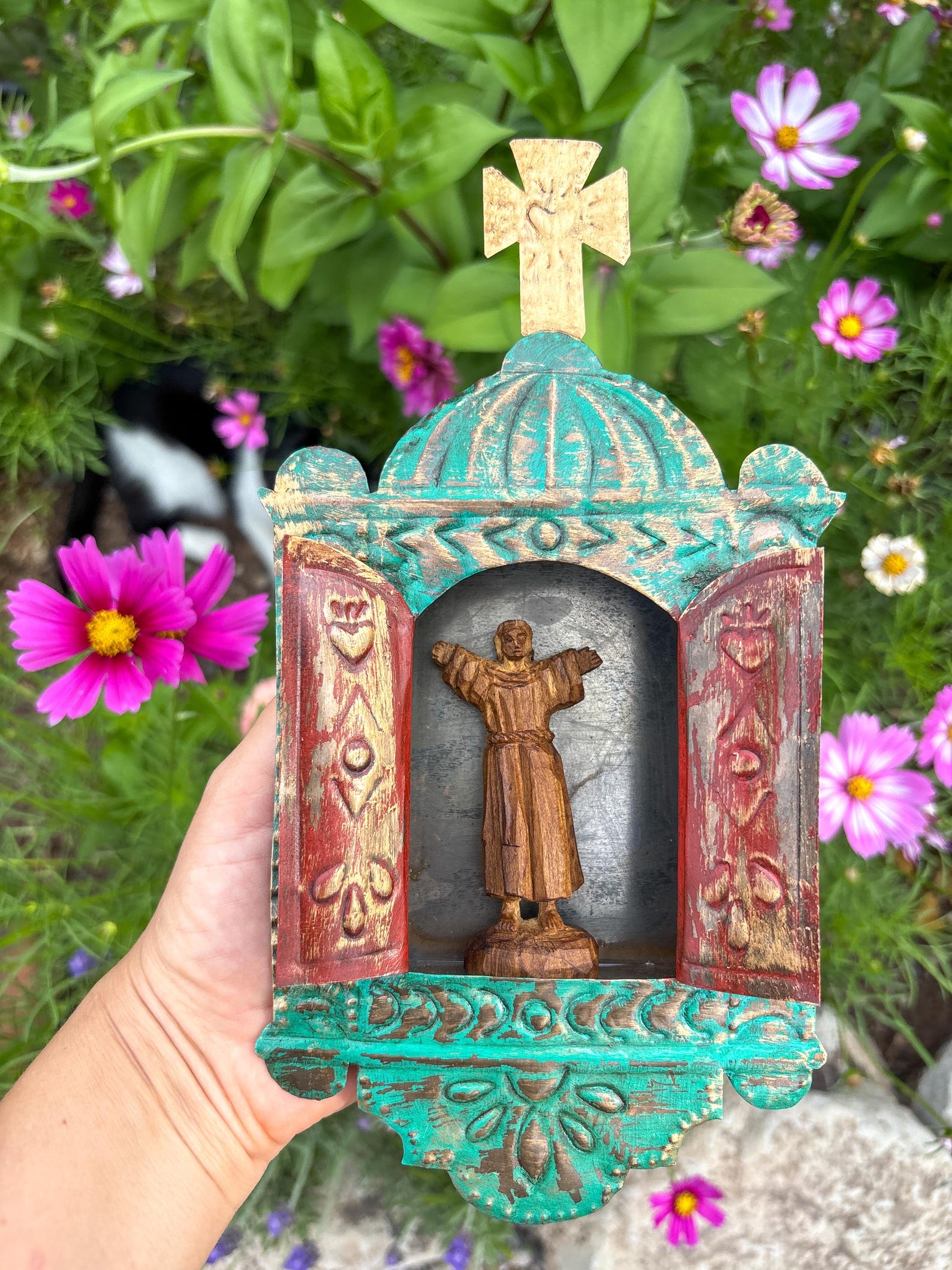 Hand-painted Punched Tin Nicho – Vintage Sabino Wood Figurine - Etsy