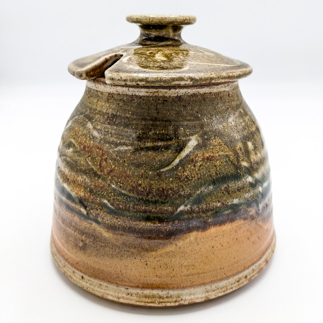VINTAGE Beautiful Earth Tones Studio Ceramic Container With Label ...