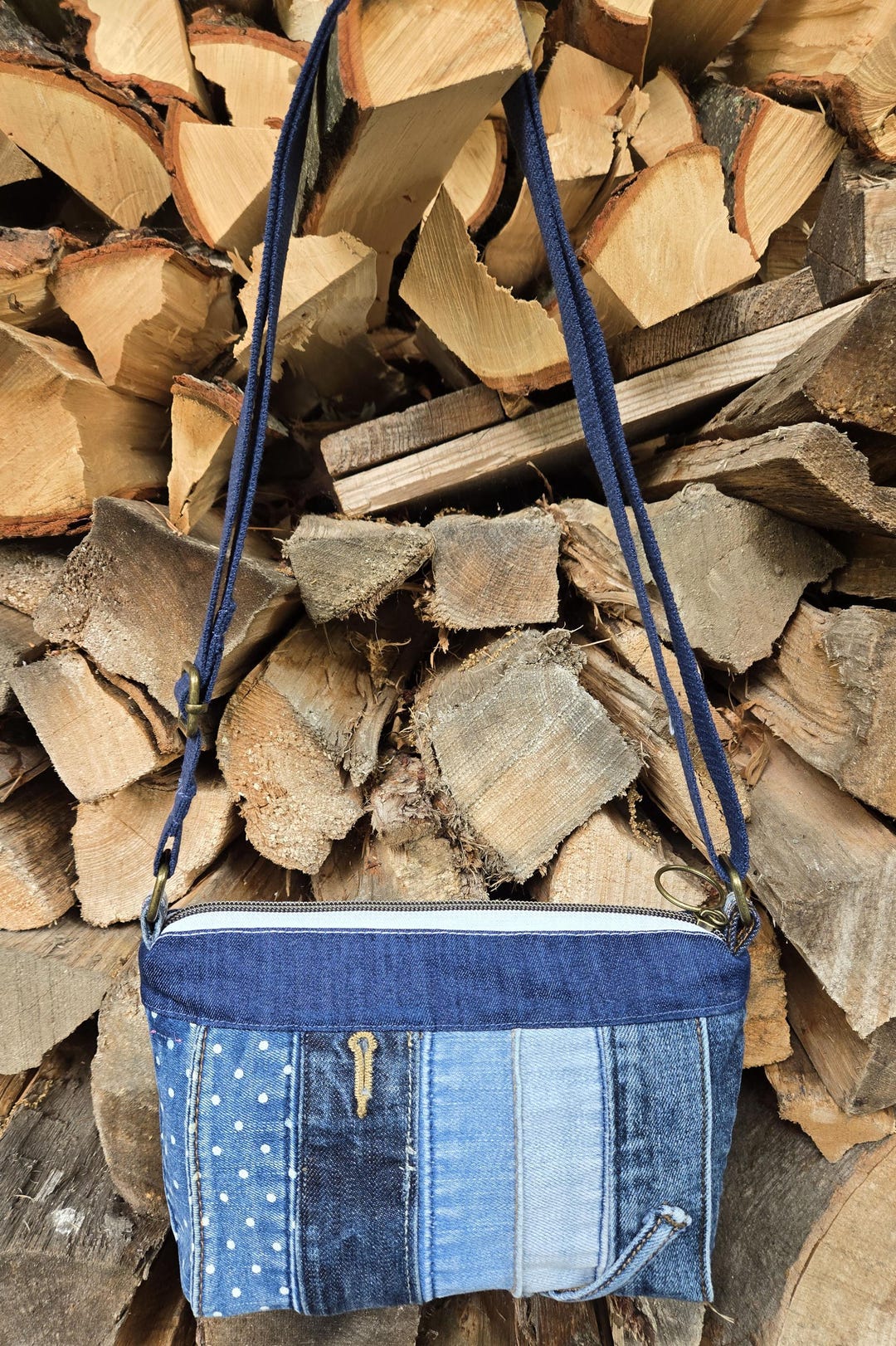 Upcycled Denim Crossbody Bag: Eco-friendly Jeans Handbag With ...