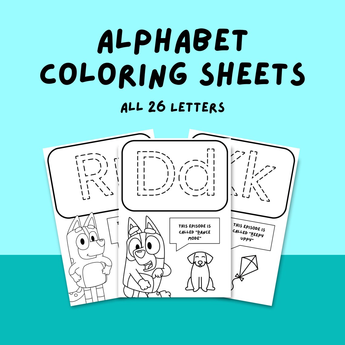 Bluey Alphabet Coloring Sheets - Instant Download Digital Art ...