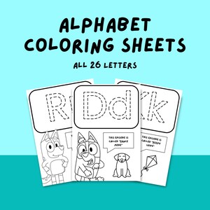 Bluey Alphabet Coloring Sheets - Instant Download Digital Art ...