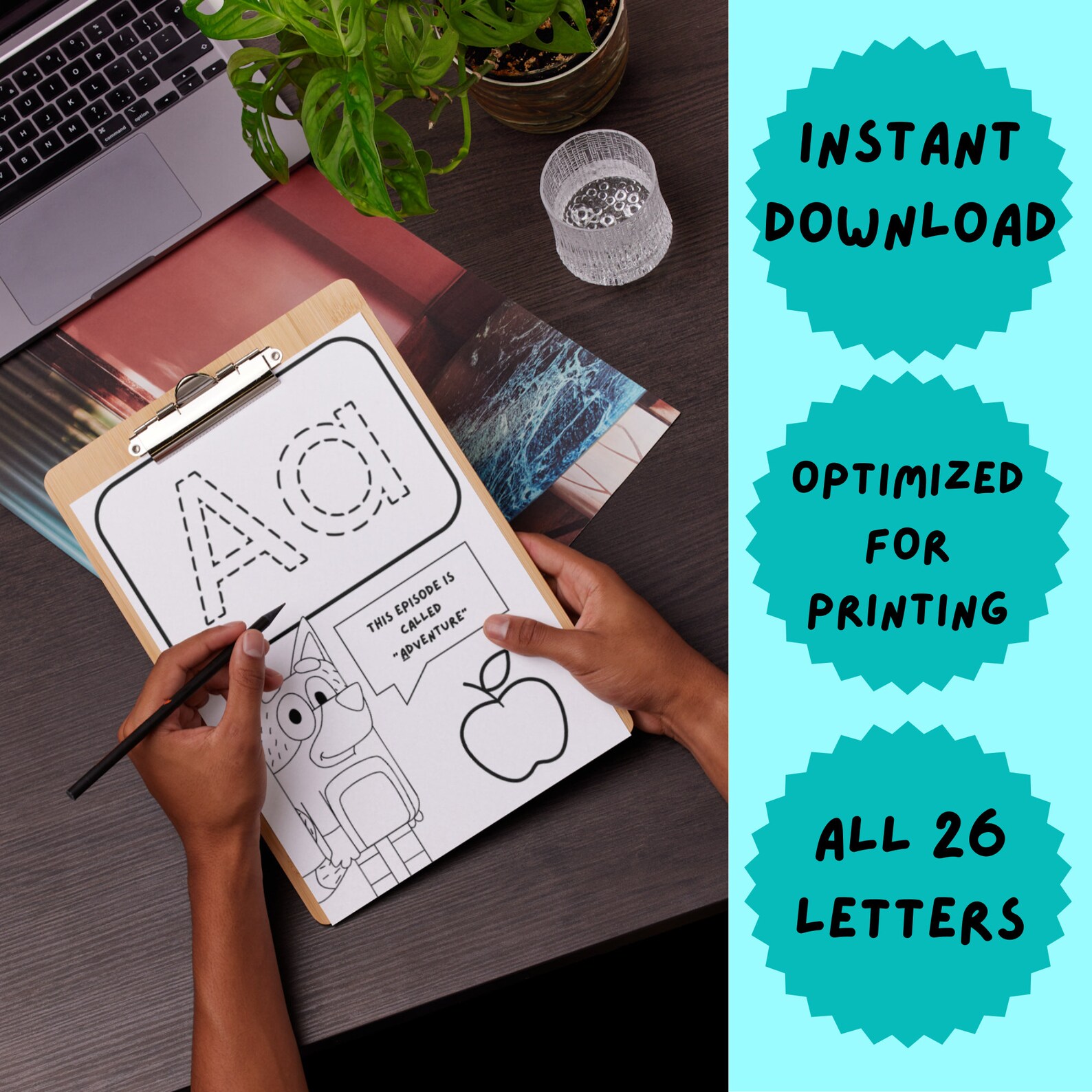 Bluey Alphabet Coloring Sheets - Instant Download Digital Art ...