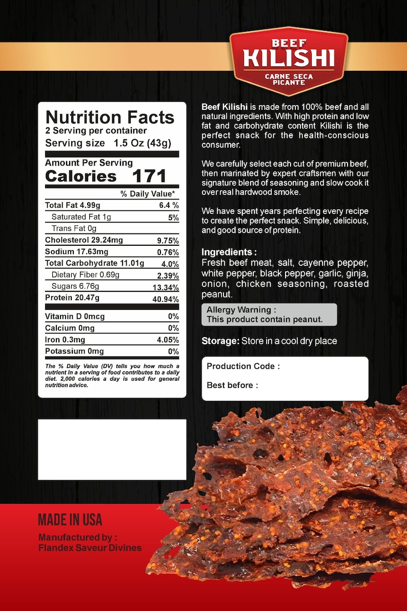 Original Kilishi Extra Hot/ Beef Jerky / Carne Seca / Cecina De Res ...