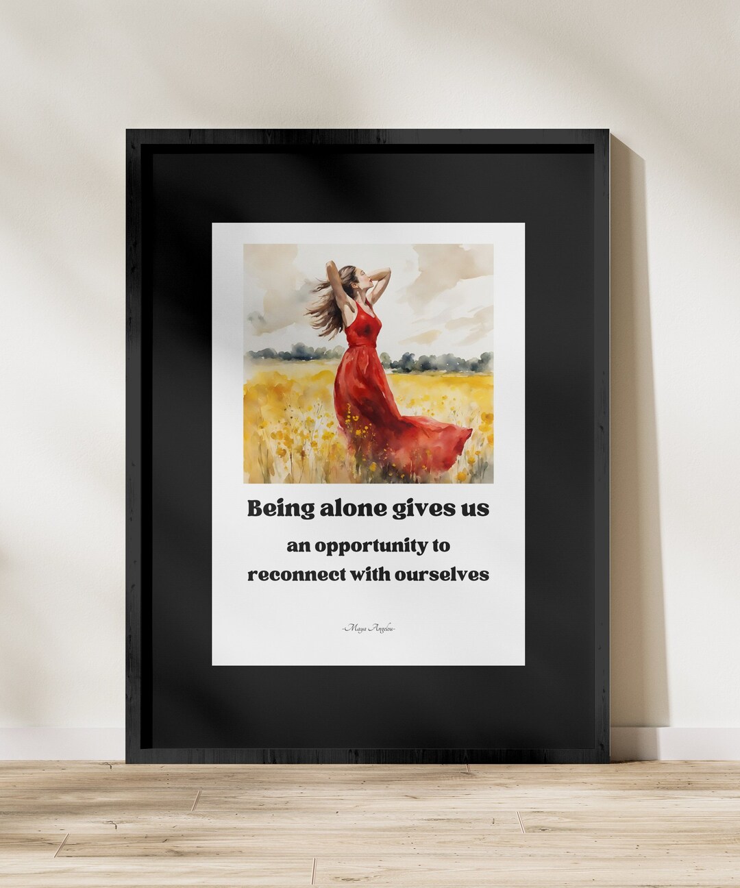 Watercolor Woman in Red Dress Art Print, Inspirational Quote Digital ...