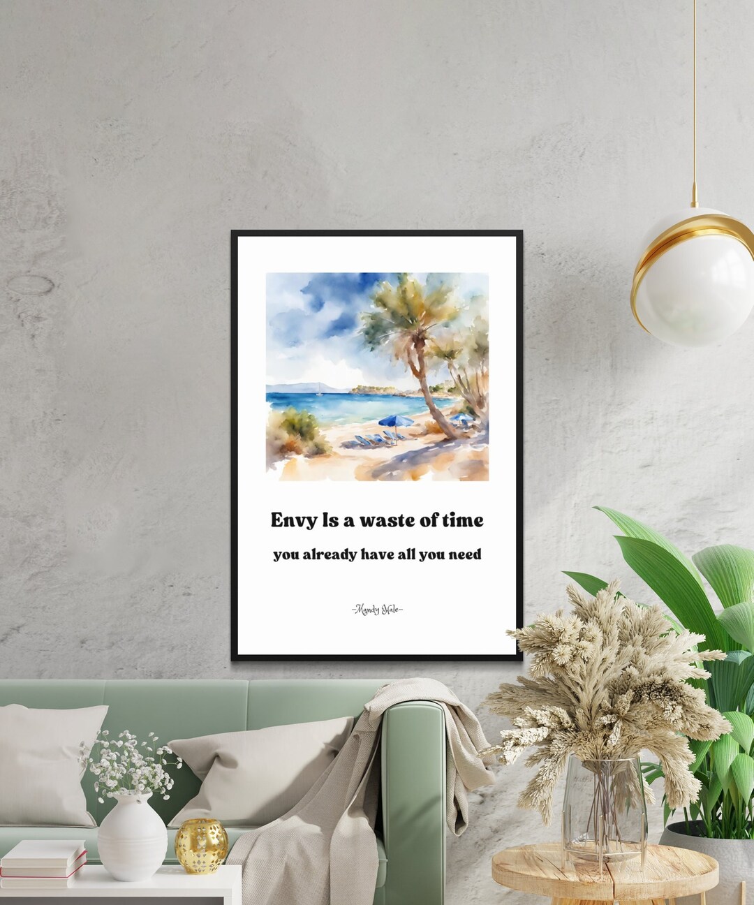 Watercolor Inspirational Quotes for Home Office Decor Watercolor Beach ...