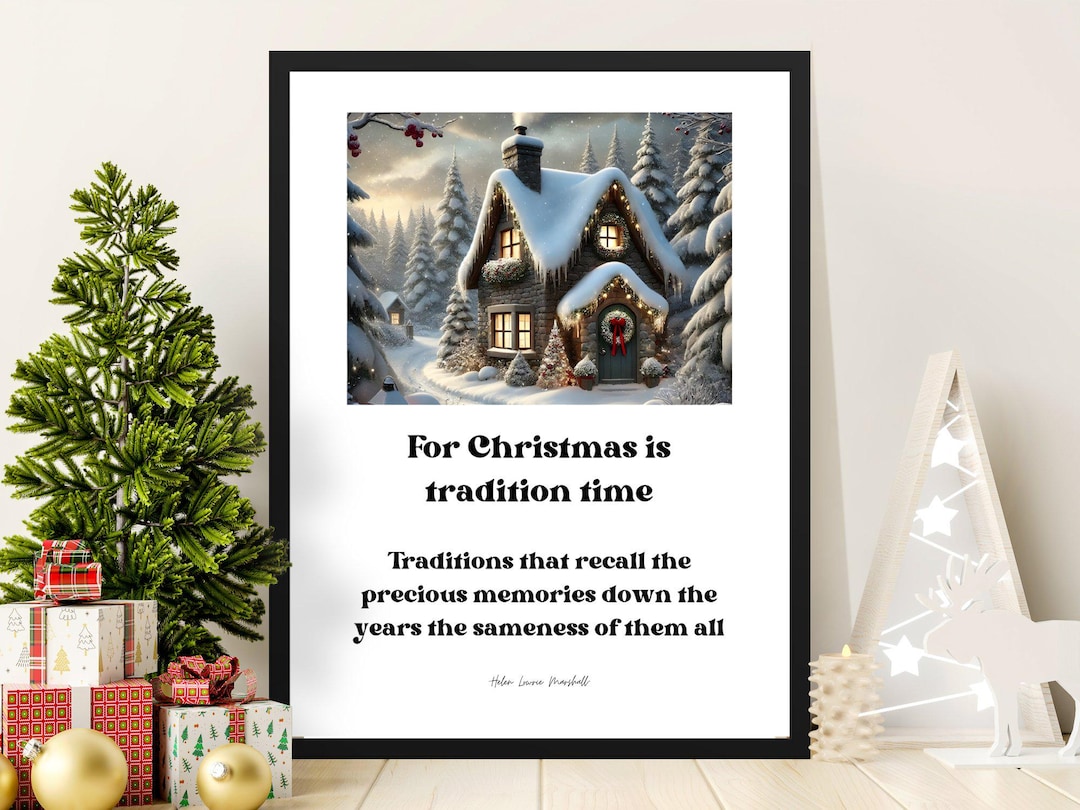 Christmas Cottage Wall Art Holiday Printable Winter Wonderland Decor ...