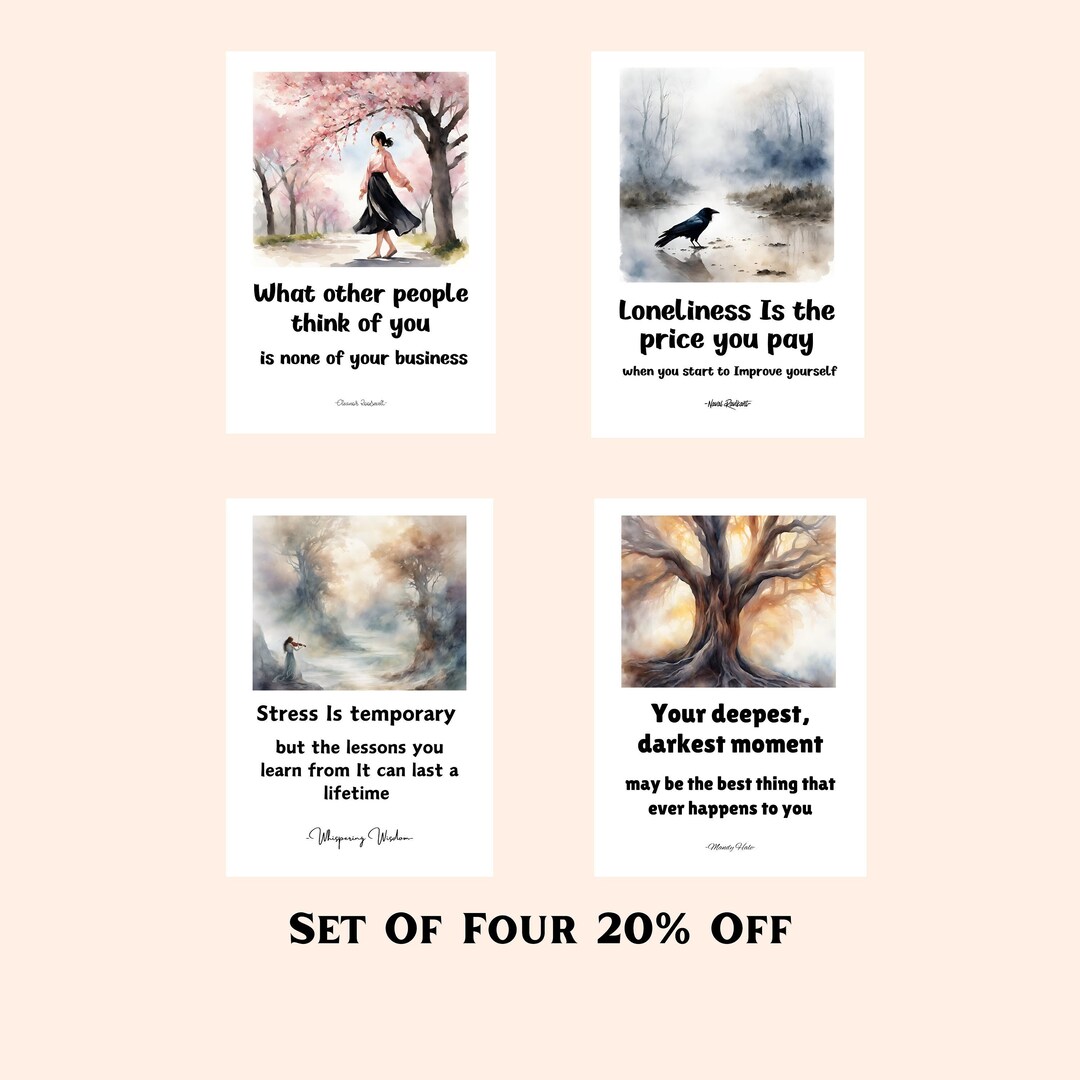 Motivational Quote Art Print Set Positive Quote Wall Art Inspirational ...