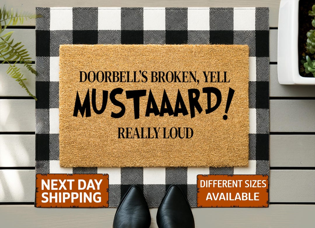Doorbells Broken Doormat, Mustard Welcome Mat, Music Themed Doormat ...