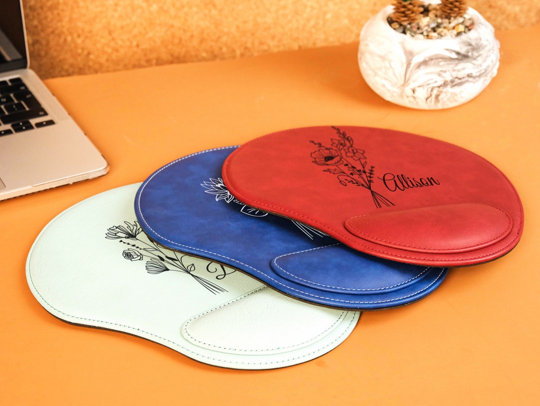 Birth Flower Mousepad, Custom Leather Mousepad, Birthday Gift, Birth ...