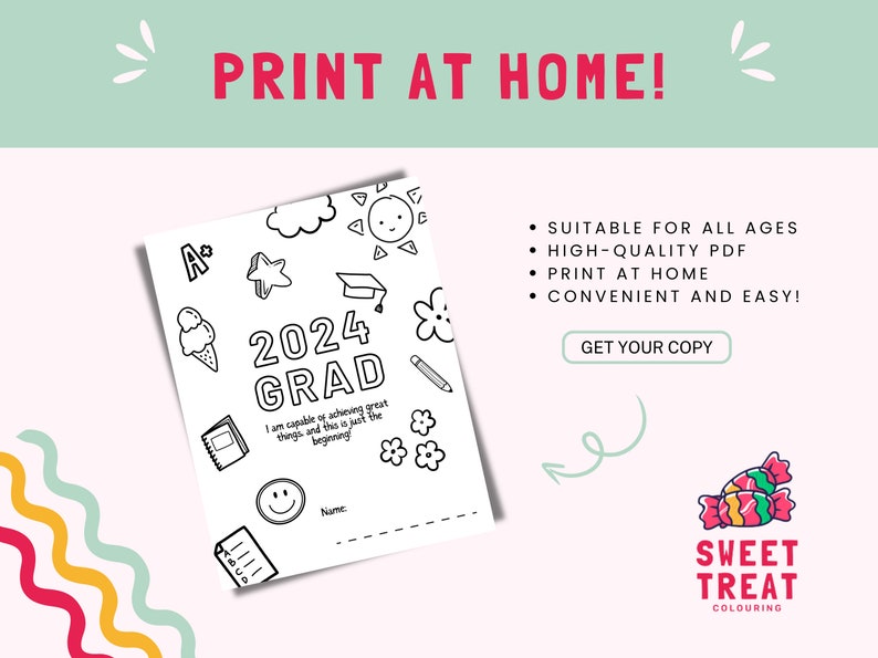 2024 Grad Coloring Page Inspirational Graduation Printable Cute School ...