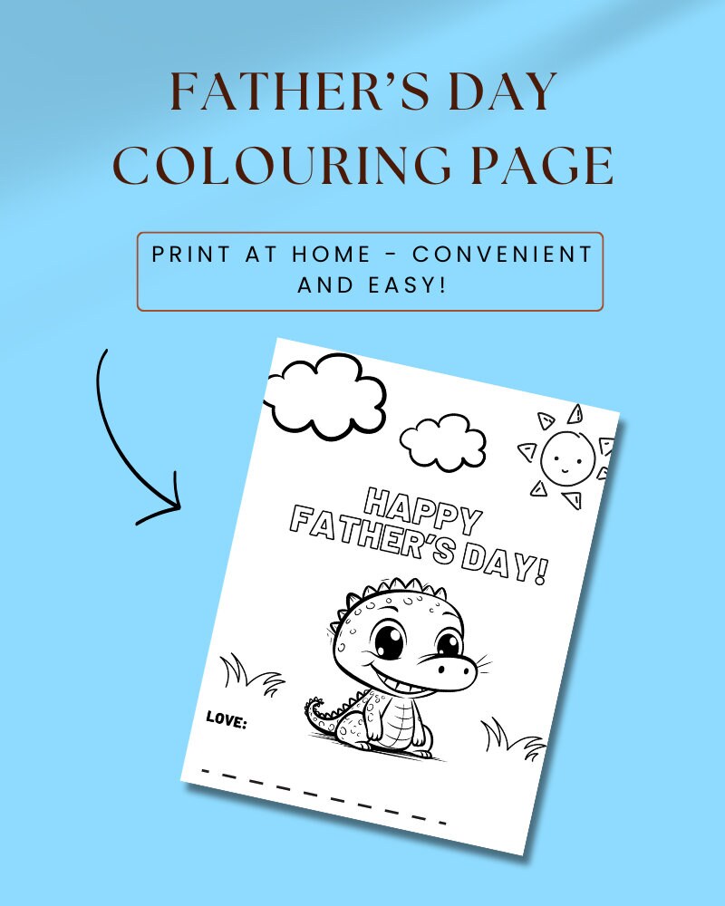 Father's Day Dinosaur Coloring Page for Kids Printable Instant Download ...