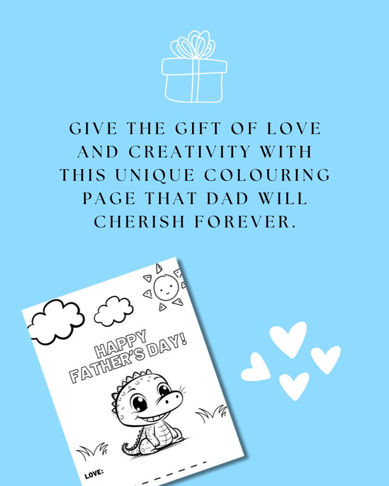 Father's Day Dinosaur Coloring Page for Kids Printable Instant Download ...