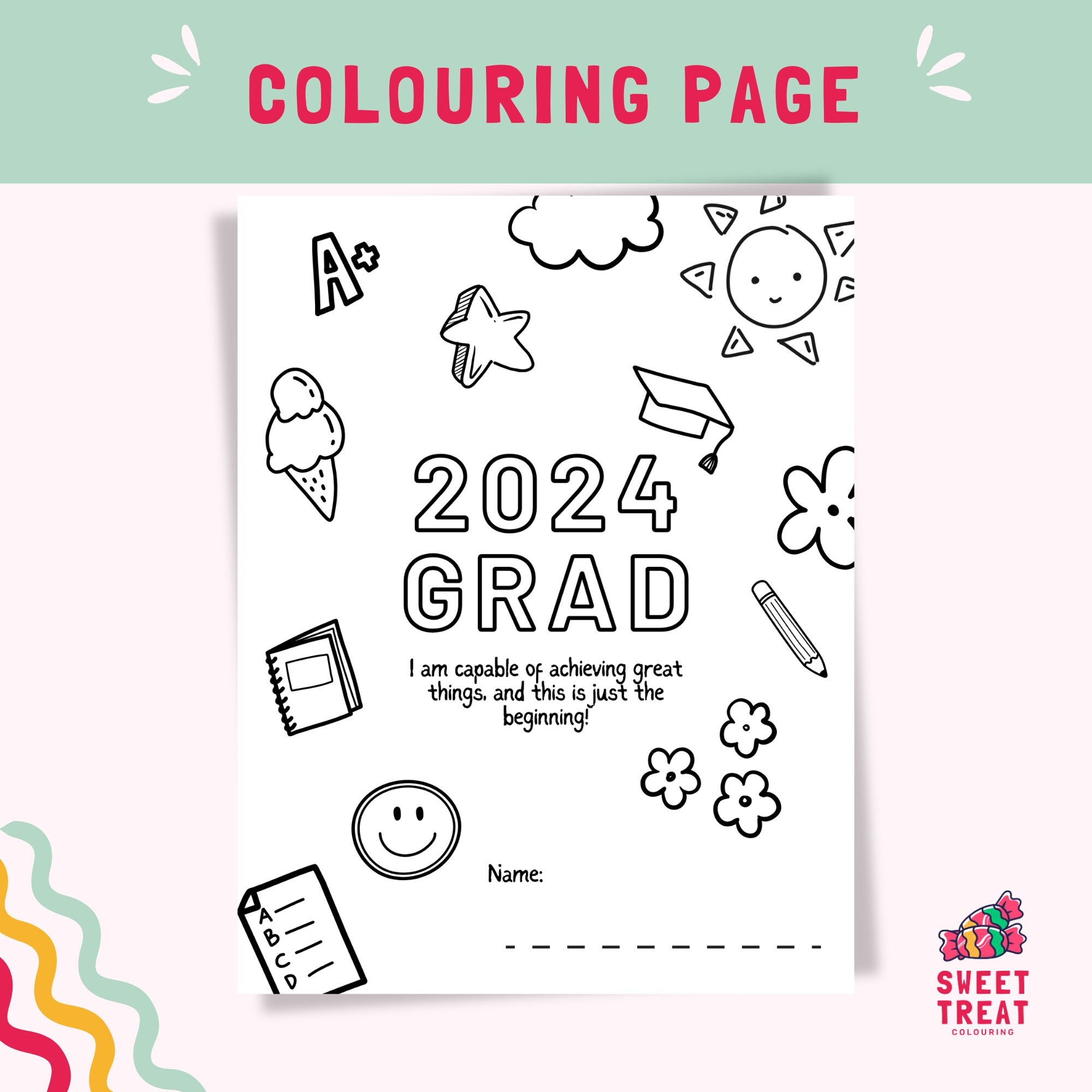 2024 Grad Coloring Page Inspirational Graduation Printable Cute School ...