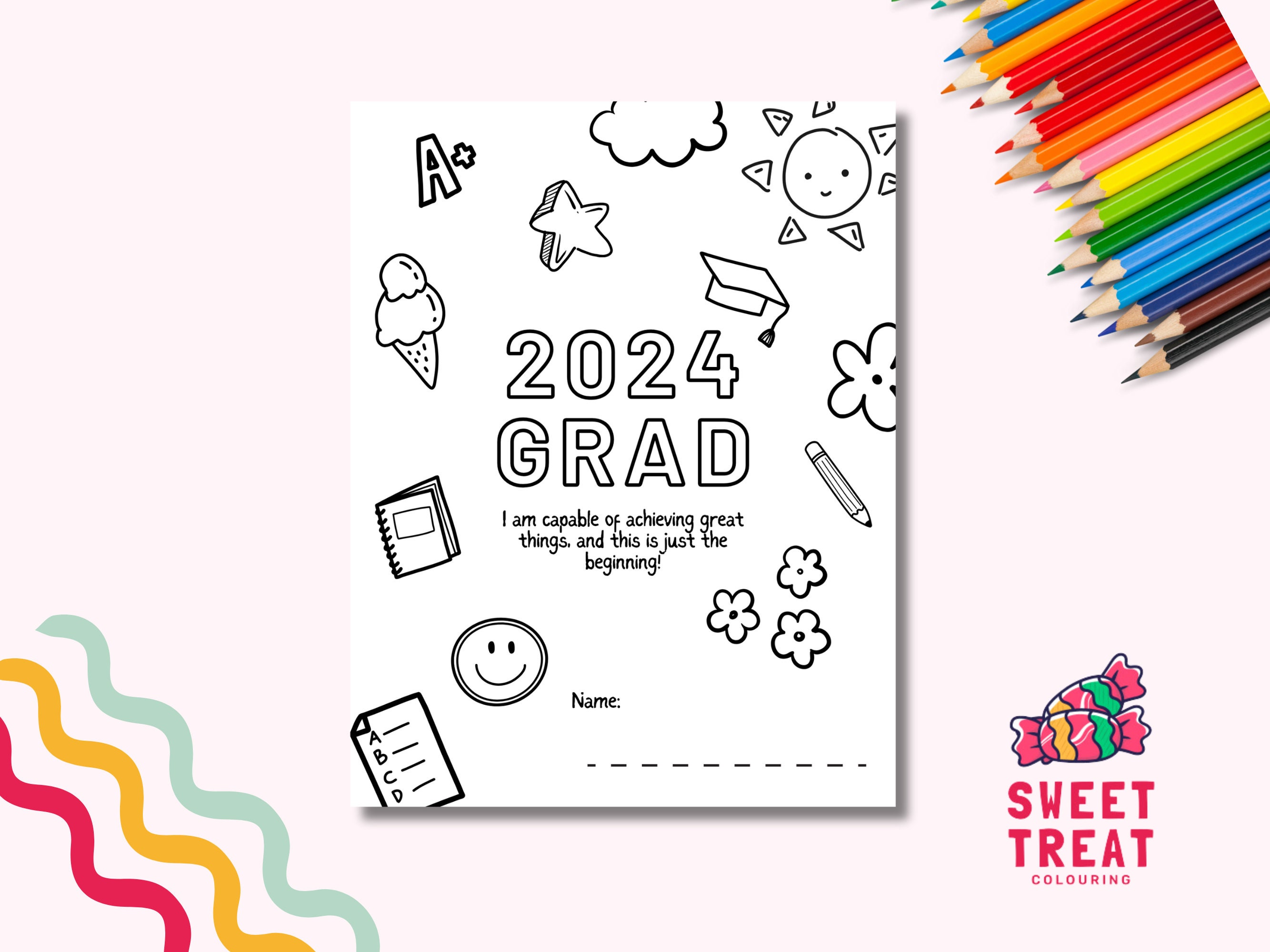 2024 Grad Coloring Page Inspirational Graduation Printable Cute School ...