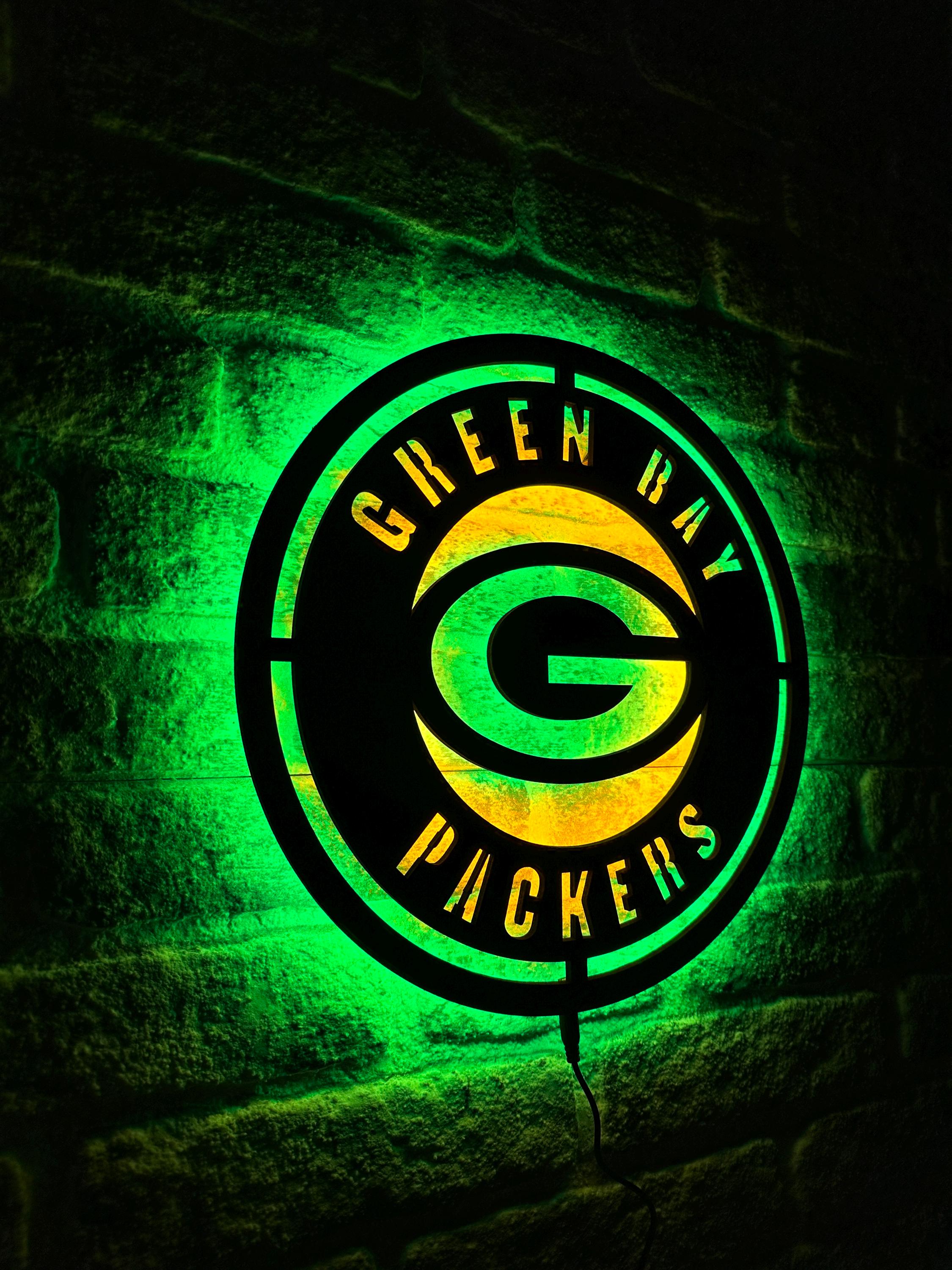 Green Bay Packers Led Sign, Green Bay Packers Wall Art,green Bay ...