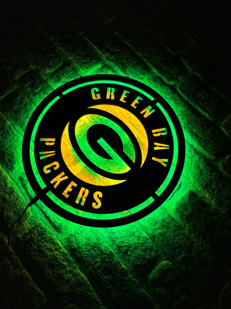 Green Bay Packers Led Sign, Green Bay Packers Wall Art,green Bay ...