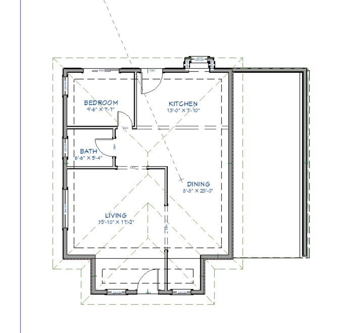 Modern Small House Plan: 1 Bed/1 Bath ADU Blueprint (PDF Download) - Etsy